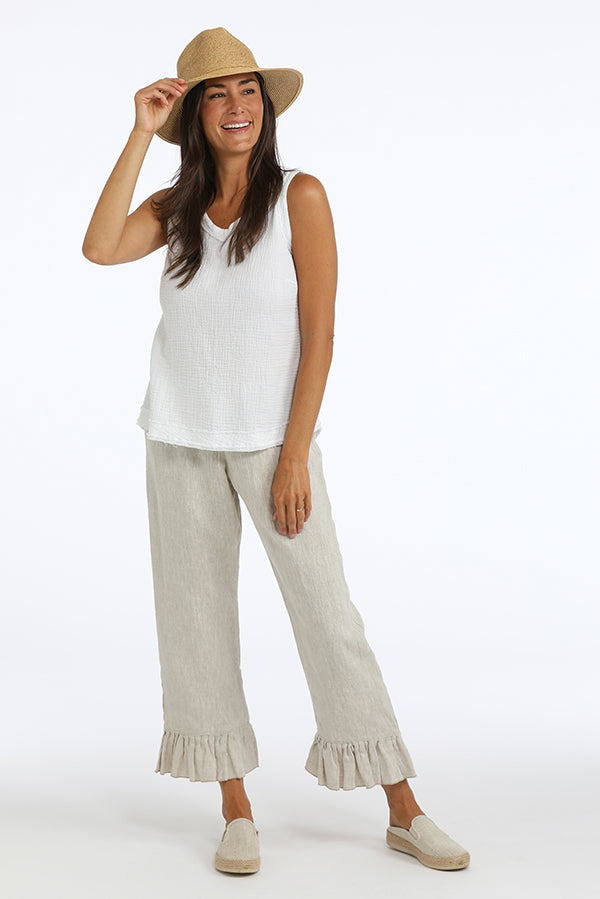 linen ruffle pants by Goddess Gear